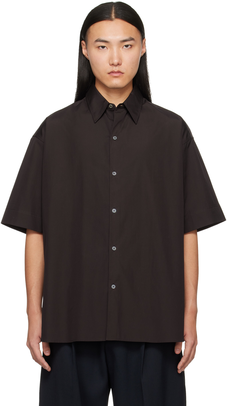 Studio Nicholson Black Sorono Shirt In Black Grape - 34% Off